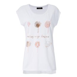 Aniston CASUAL T-Shirt mit Frontdruck, teilweise glitzernder Folienprint weiß-zimt-roségoldfarben 46 46 Damenshirt aus weich fließender,...