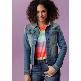 Aniston CASUAL Jeansjacke in Used-Waschung used-blue 44 44 Kurze Damenjacke aus Baumwoll-Stretch