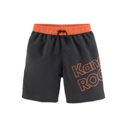 Kangaroos Badeshorts »Adams Kids« im Colorblocking-Design schwarz-orange 110/116 - N-Gr N-Gr 110/116 Mit modernem Logoprint