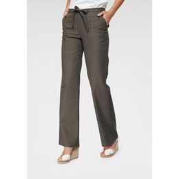 Aniston Casual Damen Aniston CASUAL Leinenhose mit Bindeband braun 50, N-Gr