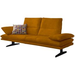 W.Schillig 2-Sitzer &raquo;broadway&laquo; Sitztiefenverstellung, Kopfteil- & Seitenteilverstellung, Breite 216cm gelb Stoff S37 (100% Polyester): Luxus-