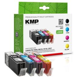 KMP 1 Tinten-Set C89V PGI-550 BK / CLI-551XL C/M/Y Tintenpatrone (4 Farben)