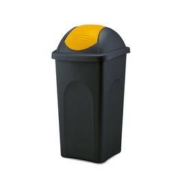 BigDean Mülleimer 30 L groß schwarz Gelb Schwingdeckel Müllsammler