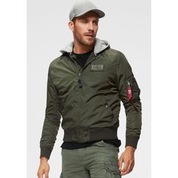Alpha Industries Bomberjacke »MA-1 TT HOOD« mit Kapuze olivgrün L L Im Fliegerblouson Style mit abtrennbarer Sweatkapuze
