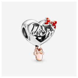 Pandora Charm-Einhänger Disney 781142C01 Charm Minnie Maus Mum Herz Silber 14k Rosé Vergoldet
