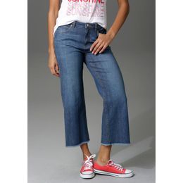 Aniston CASUAL 7/8-Jeans mit leicht ausgefranstem Beinabschluss darkblue 40 - N-Gr N-Gr 40 Damen-Jeans-Culotte mit used Waschung