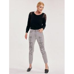 Sarah Kern Skinny-fit-Jeans Röhrenjeans koerpernah mit Ornament-Print