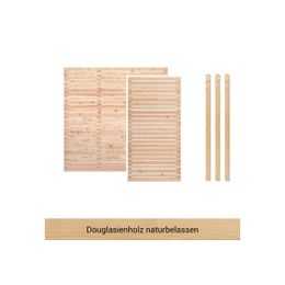 Bm Massivholz Zaun Kurt Set 1.1, (Set), 1 Element 180 x 180cm, 1 Element 90x180cm, 3 Pfosten, Länge 190cm, beige