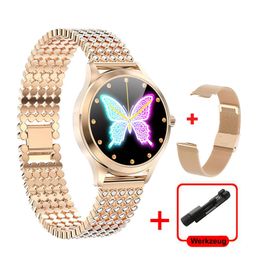 TPFNet Damen Smart Watch / Fitness Tracker IP68 - Diamant Armband mit Strap - Android & IOS - Gold