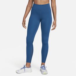 Nike One 7/8-Leggings mit mittelhohem Bund und Mesh-Einsatz für Damen - Blau