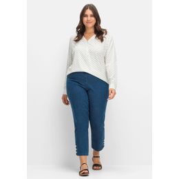 sheego Große Größen: 7/8-Jeans mit Schlupfbund und Knöpfen am Saum, dark blue Denim, Gr.50