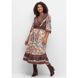 sheego by Joe Browns Große Größen: Maxikleid im Boho-Stil, mit Bordürendruck, offwhite gemustert, Gr.40