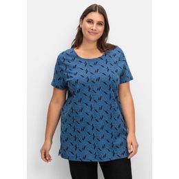 sheego Große Größen: Shirt aus Jersey, mit Alloverdruck, blau gemustert, Gr.46