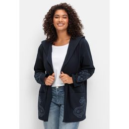 sheego by Joe Browns Große Größen: Leichte Kapuzensweatjacke mit Paisleydruck, dunkelblau, Gr.40/42