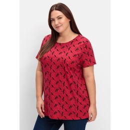 sheego Große Größen: Shirt aus Jersey, mit Alloverdruck, rot gemustert, Gr.40
