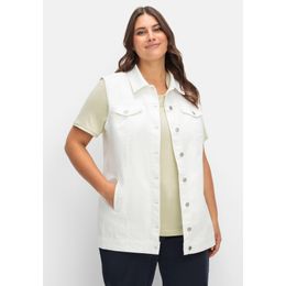 sheego Große Größen: Jeansweste in leicht taillierter Form, white Denim, Gr.48