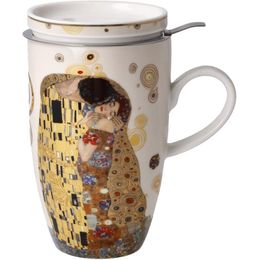 Goebel Tasse Klimt, Metall, Porzellan, Artis Orbis, Teetasse mit Deckel/Sieb, Metall, Gustav Klimt - Der Kuss, bunt