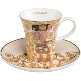 Goebel Espressotasse Die Erwartung, Fine China-Porzellan, von Gustav Klimt, beige|bunt|gelb|goldfarben|schwarz|weiß