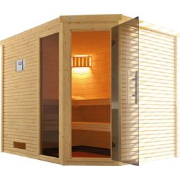 Weka Sauna "Cubilis E 3" Saunen inkl. Ofen und digitaler Steuerung, GTF, OS mit EOS beige (naturbelassen) Saunen