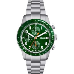 Chronograph Fossil "SPORT TOURER" Armbanduhren silberfarben (silberfarben, grün) Herren Quarzuhren