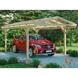 Skan Holz Einzelcarport SKANHOLZ "Westerwald" Carports Gr. H: 220 cm, beige (natur) Carports