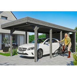 Skan Holz Einzelcarport SKANHOLZ "Friesland Set 2" Carports Gr. H: 221 cm, grau (dunkelgrau) Carports