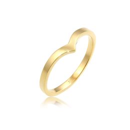 Fingerring Elli Premium "V-Form Stapelring Geo Look Modern 375 Gelbgold" Fingerringe Gr. 52 mm, ohne Stein, Gelbgold 375, 1.3 mm, goldfarben (gold) Damen