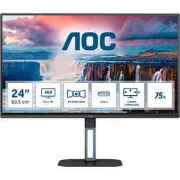 AOC 24V5CE/BK LED-Monitor (61 cm/24 ", 1920 x 1080 px, Full HD, 4 ms Reaktionszeit, 75 Hz, IPS), schwarz