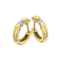 ONE ELEMENT Paar Creolen 0,10 ct Diamant Brillant Ohrringe Creolen aus 585 Gelbgold, Damen Gold Schmuck, goldfarben