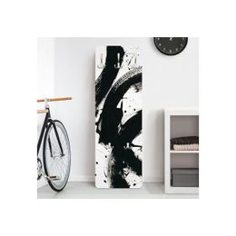 Bilderdepot24 Garderobenpaneel schwarz-weiß Abstrakt Kunst Onyx in Bewegung Design (ausgefallenes Flur Wandpaneel mit Garderobenhaken Kleiderhaken hängend)