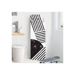 Bilderdepot24 Garderobenpaneel schwarz-weiß Abstrakt Kunst Orthograph Design (ausgefallenes Flur Wandpaneel mit Garderobenhaken Kleiderhaken hängend)