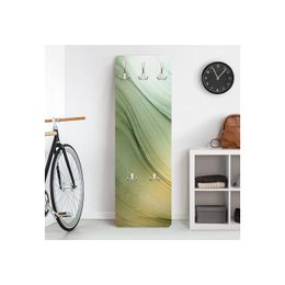 Bilderdepot24 Garderobenpaneel grün Abstrakt Kunst Meliertes Grün mit Honig Design (ausgefallenes Flur Wandpaneel mit Garderobenhaken Kleiderhaken hängend)