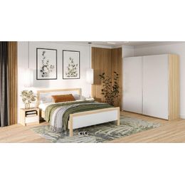 JVmoebel Schlafzimmer-Set Weiße Schlafzimmer Möbel Luxus Bett Nachttische Großer Kleiderschrank