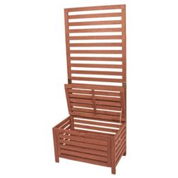 etc-shop Gartenstuhl, Garten Sicht Schutz Bank Truhe braun Eukalyptus Holz Veranda Rose FSC