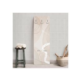 Bilderdepot24 Garderobenpaneel beige Aquarell Muster Verspielte Impressionen mit weißer Linie (ausgefallenes Flur Wandpaneel mit Garderobenhaken Kleiderhaken hängend)
