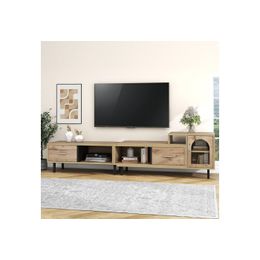 WISHDOR Lowboard TV-Schrank (TV-Board mit 2 Schubladen und 3 offenen Fächer