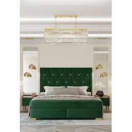JVmoebel Schlafzimmer-Set Stilvolles Grünes Schlafzimmer Doppelbett Bettgestell Holz Nachttische