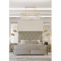JVmoebel Schlafzimmer-Set Graues Schlafzimmer Doppelbett Designer Nachttische Luxus 3tlg