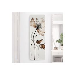 Bilderdepot24 Garderobenpaneel braun Blumen Floral Transparente Blüte Braun Design (ausgefallenes Flur Wandpaneel mit Garderobenhaken Kleiderhaken hängend)