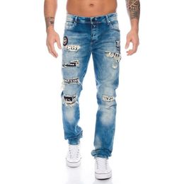 Cipo & Baxx Cipo & Baxx Slim-fit-Jeans Herren Destroyed Jeans Hose inklusive Schlüsselband