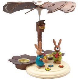 Holz- und Drechslerwaren Legler Osterhase Osterdekoration Pyramide mit Hasen und Vogelhaus BxHxT 26x25x26cm NEU