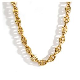 ROUGEMONT Gliederkette Stylische Glieder Damen Halskette 18 K Gold Edelstahl Halskette