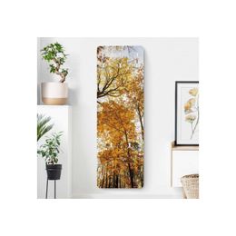 Bilderdepot24 Garderobenpaneel orange Bäume Wald Natur Bäume in herbstlicher Färbung Design (ausgefallenes Flur Wandpaneel mit Garderobenhaken Kleiderhaken hängend)