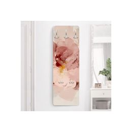 Bilderdepot24 Garderobenpaneel rosa Blumen Floral Kunst Abstrakte Blume Rosa Design (ausgefallenes Flur Wandpaneel mit Garderobenhaken Kleiderhaken hängend)