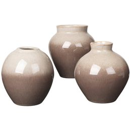 Broste Copenhagen Dekovase Ingrid Vase Set 3tlg. Keramik Simple Taupe / Brown (Vase)