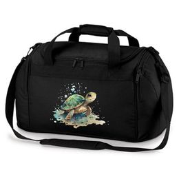 Mein Zwergenland Sporttasche für Kinder in der Farbe Schwarz 26L mit Schildkröte Watercolor Motiv