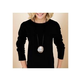 MIRROSI Lange Kette Damen Halskette mit elegantem Anhänger aus Metall ca.90cm lang (perfekt für Pullover