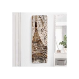 Bilderdepot24 Garderobenpaneel braun Landhaus Städte Skyline Retro Vintage Shabby Chic Collage Paris (ausgefallenes Flur Wandpaneel mit Garderobenhaken Kleiderhaken hängend)