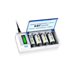 EBL Akku Ladegerät, Batterie Ladegerät mit 4 C-Batterien 5000mAh Batterie-Ladegerät (für AA/AAA/C/D/9V NI-MH Batterie-Ladegerät)