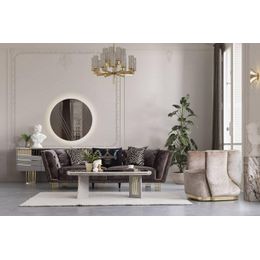 JVmoebel Wohnzimmer-Set Stilvolle Couchgarnitur Dreisitzer + Sessel Luxus Wohnzimmer Sitzmöbel